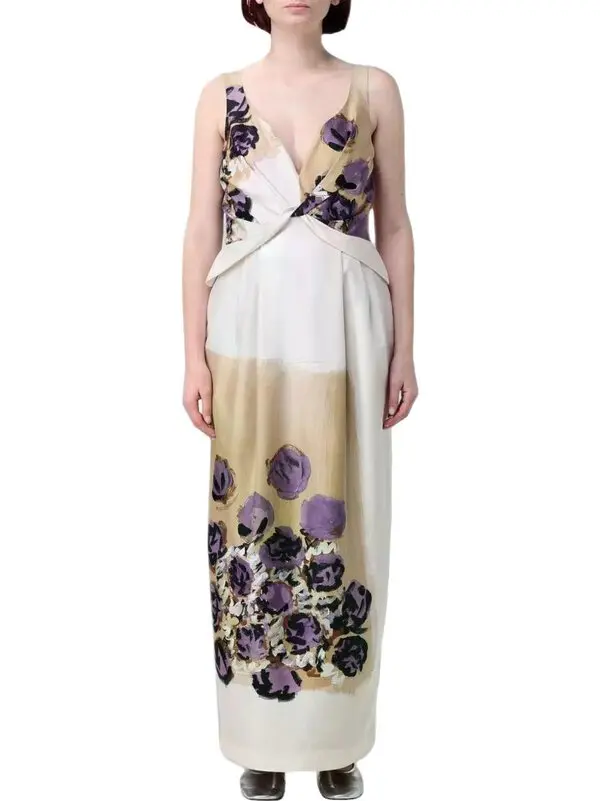 Antonio Marras Sleeveless Floral Print Maxi Dress - Neutrals