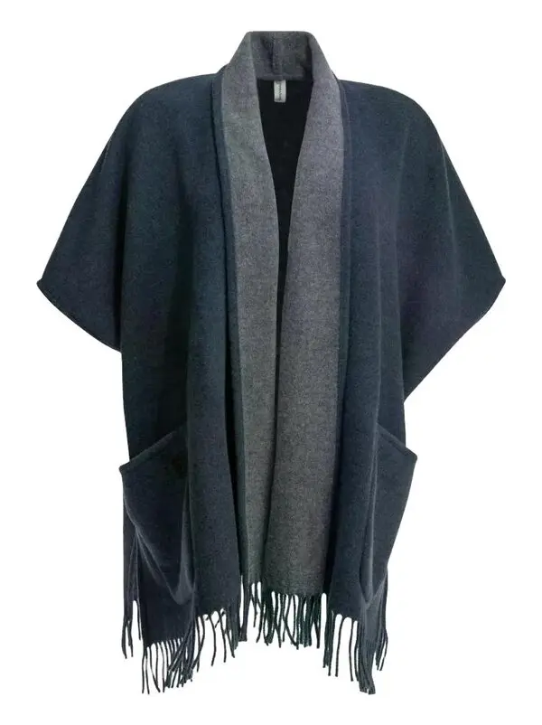 FERRAGAMO Fringed-hem Cape - Blue
