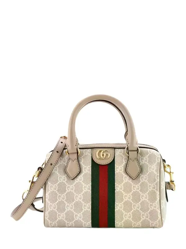Gucci Ophidia Convertible Boston Bag Gg Coated Canvas Mini Satchel - Neutrals