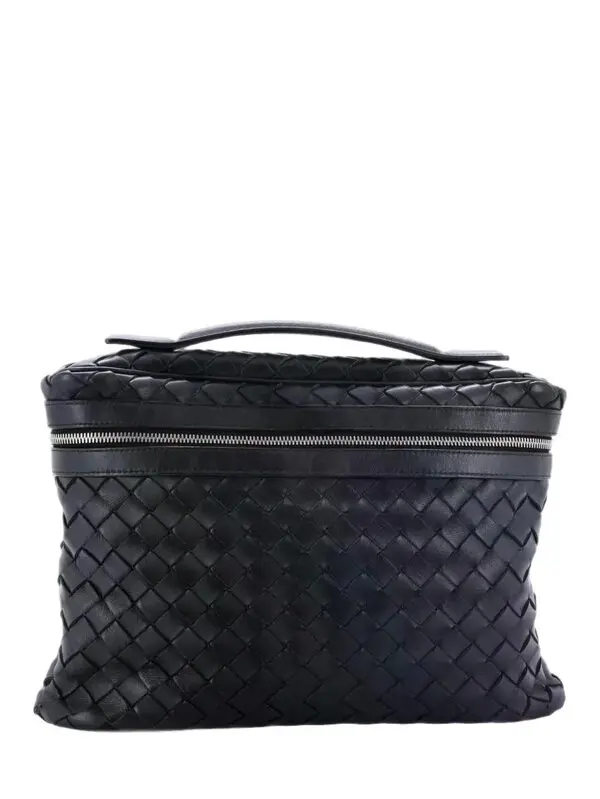 Bottega Veneta Vanity Case Intrecciato Leather Pouch - Black