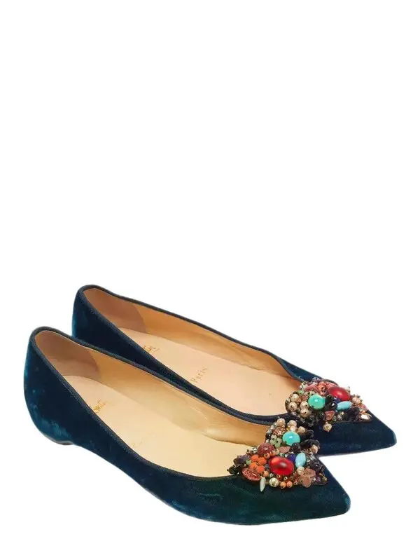 CHRISTIAN LOUBOUTIN Diva Cora Velvet Ballet Flats - Blue