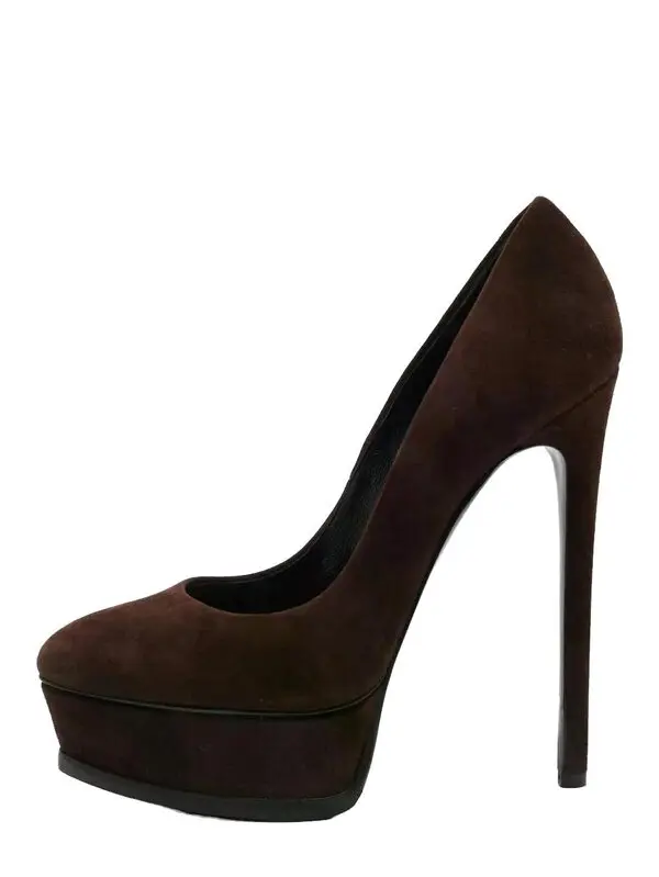 Casadei Daisy Suede Stiletto Platform Pumps - Brown