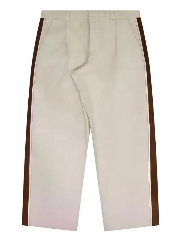 Ahluwalia Cream Wide Leg Trousers With Contrast Stitching - Neutrals