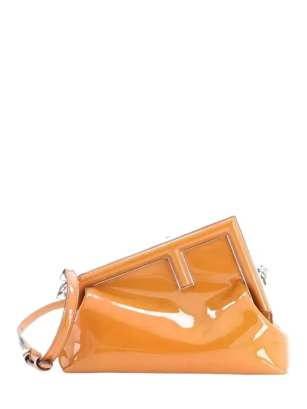 Fendi Patent Midi Shoulder Bag - Brown
