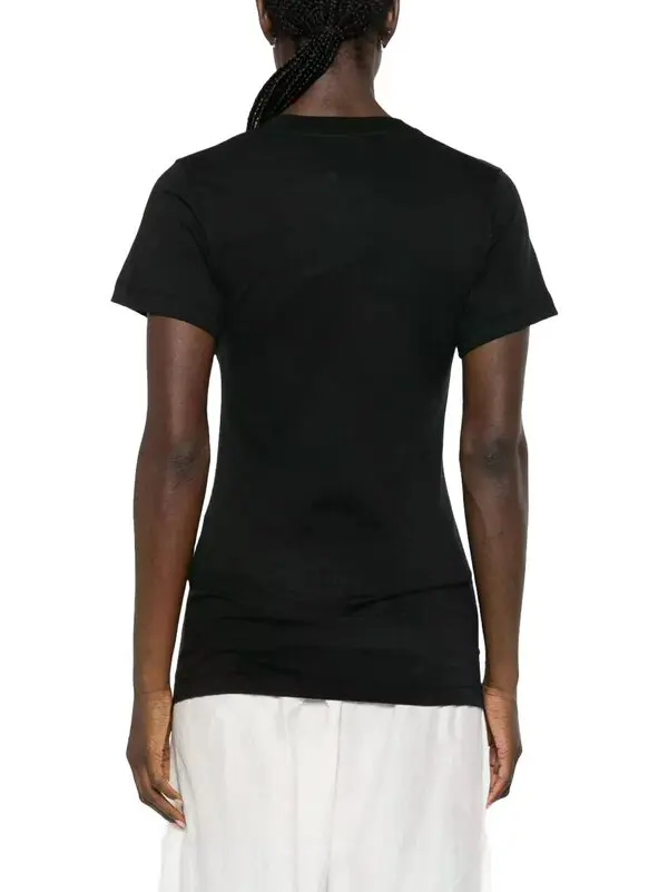 TOTEME Ribbed V-neck Cotton T-shirt - Black