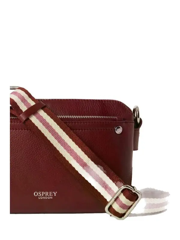 OSPREY Grained Leather Striped Strap Cross-body Bag - Red