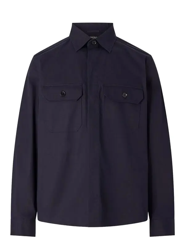 Zegna Cotton-blend Overshirt - Blue