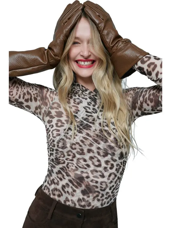 Bardot Kourtney Long Sleeve Bodysuit - Leopard