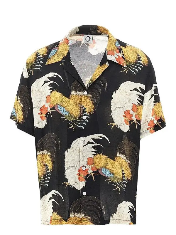 ENDLESS JOY Roosters' Silk Shirt An - Black