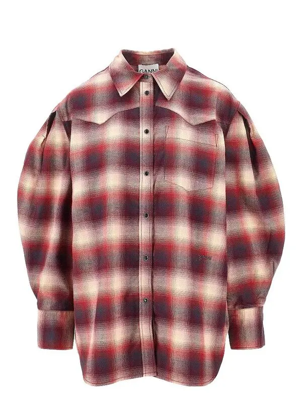 GANNI Cotton Flannel Check Shirt - Multicolor