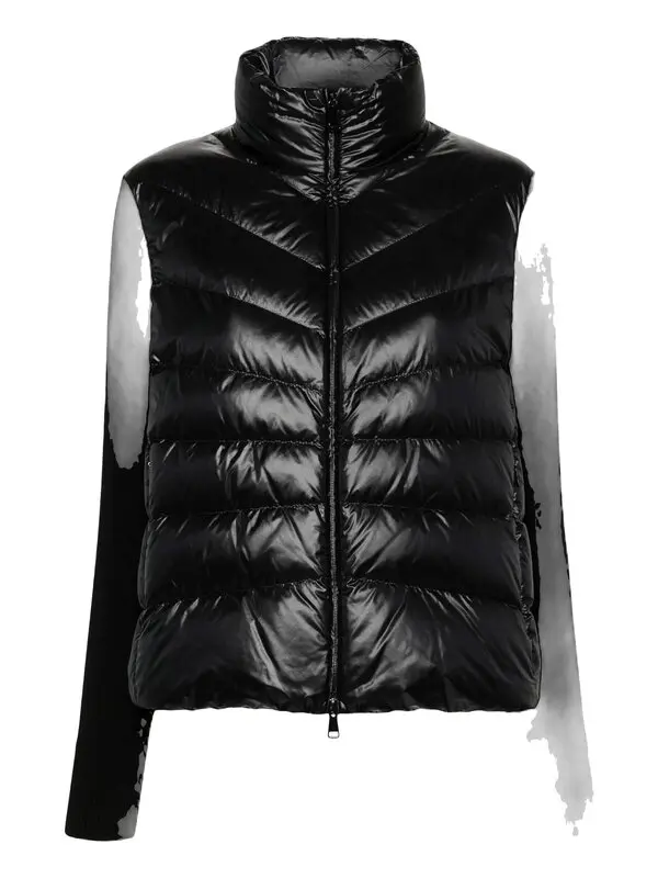 Moncler Tricot Cardigan With Padded Front - Black
