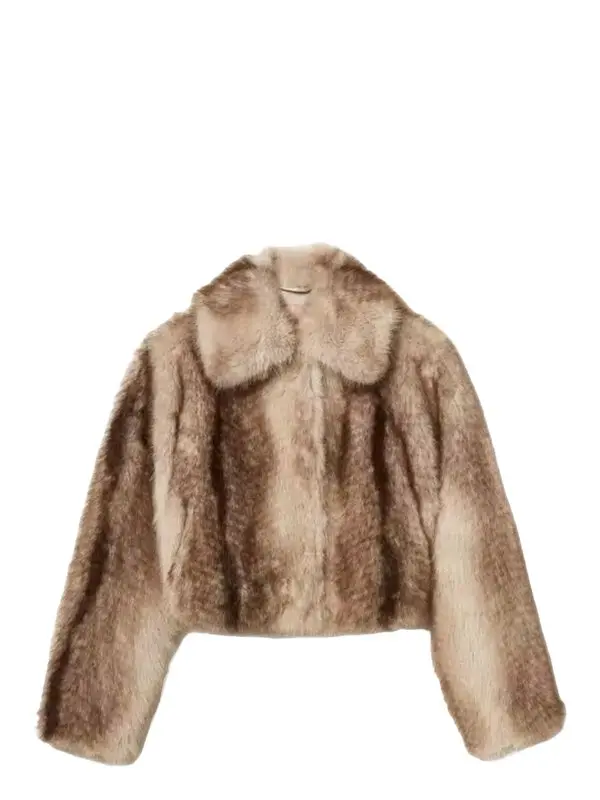 TWINSET Cropped Fur Jacket - Brown