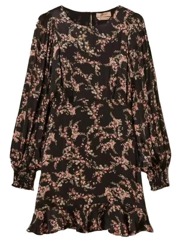 TWINSET Floral Print Midi Dress - Black