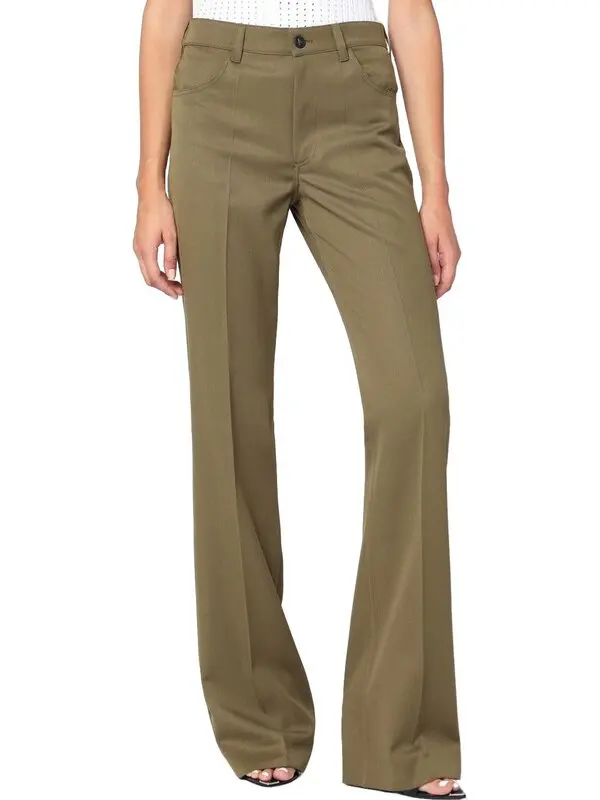 Attico Military Wool Gabardine Wide-leg Trousers - Green