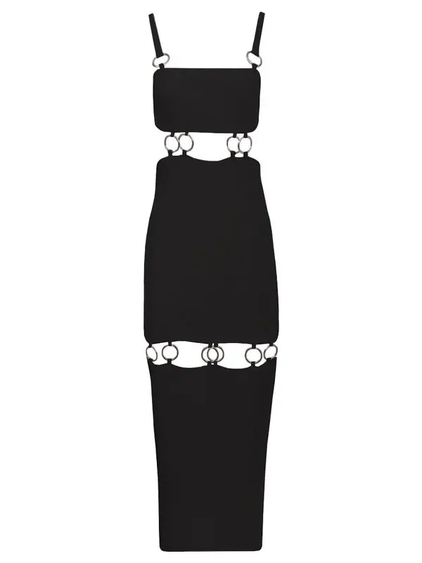 VESTIAIRE D'UN OISEAU LIBRE Crepe Ring Detail Dress - Black