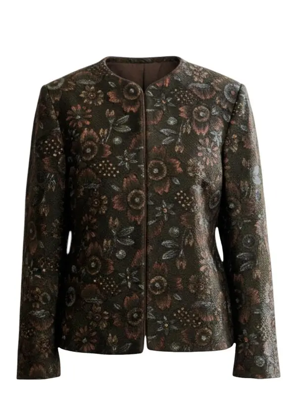 STOVARIA Aari Hand-embroidered Silk Jacket - Brown