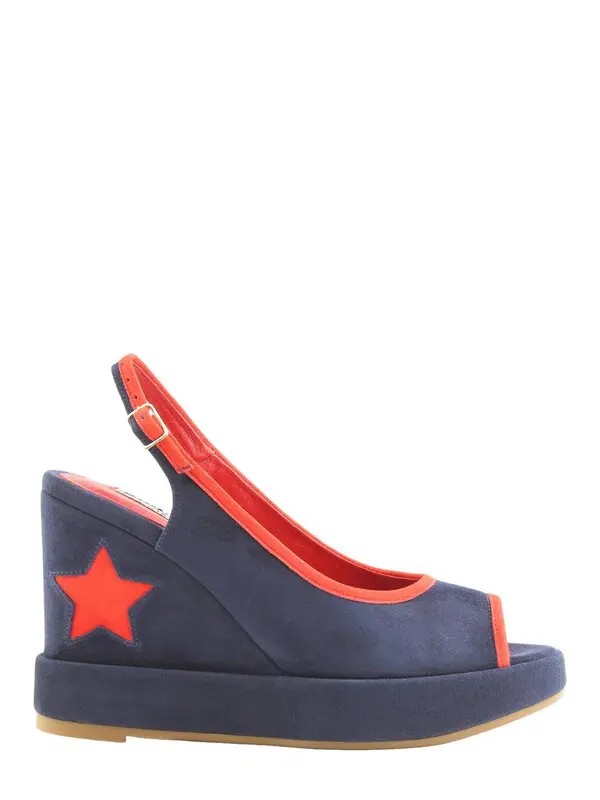 ROSAMUND MUIR LONDON Red / Blue Davinia Navy Blue & Red Suede With Star Wedges - Red/blue