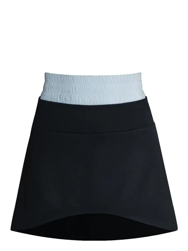 VESTIAIRE D'UN OISEAU LIBRE Merino Wool Contrast Waistband Skirt - Black