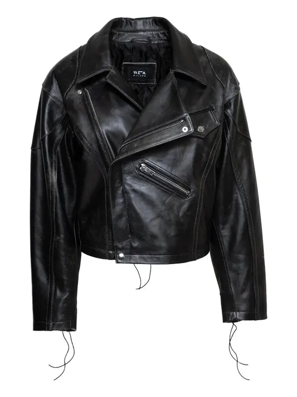 SVETA MILANO Alanis Leather Biker Jacket - Black
