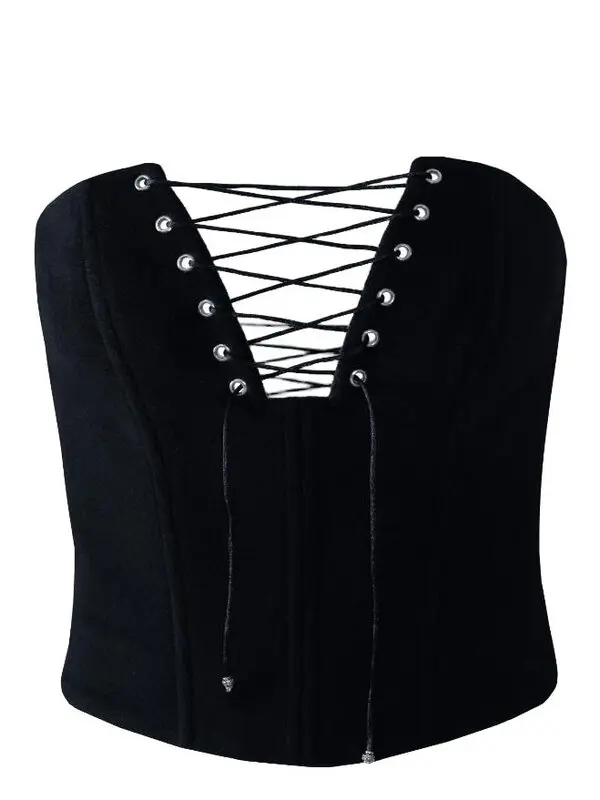 VESTIAIRE D'UN OISEAU LIBRE Cashmere Lace-up Corset - Black