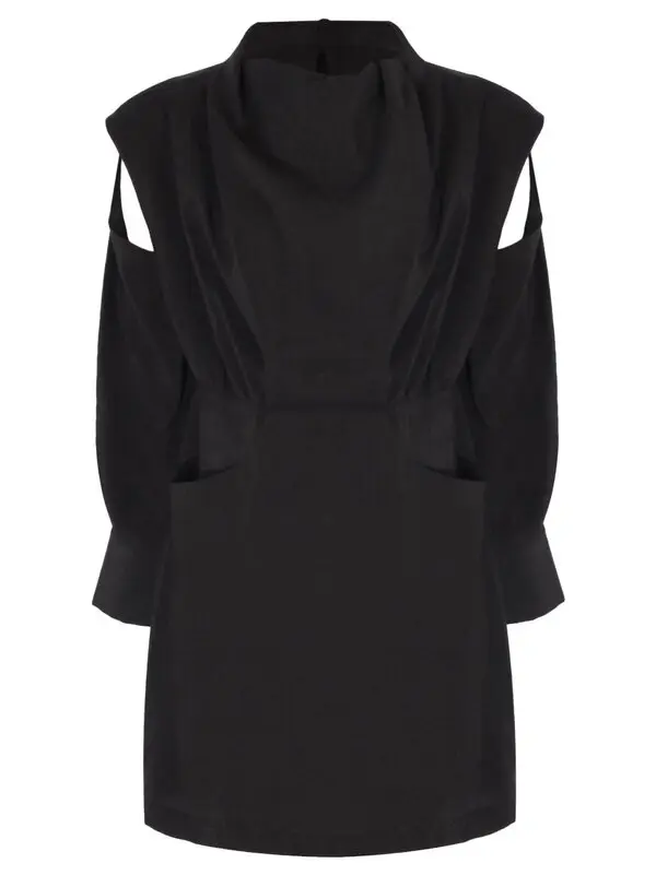MIRIMALIST Cupro Mini Dress With Detachable Sleeves - Black
