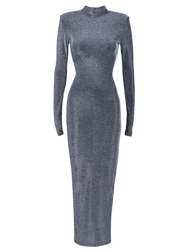 VESTIAIRE D'UN OISEAU LIBRE Lurex Bodycon Dress With Corset Detail - Grey