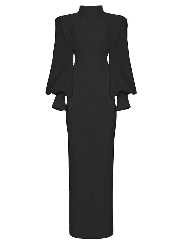 VESTIAIRE D'UN OISEAU LIBRE Crepe Open Back Maxi Dress - Black
