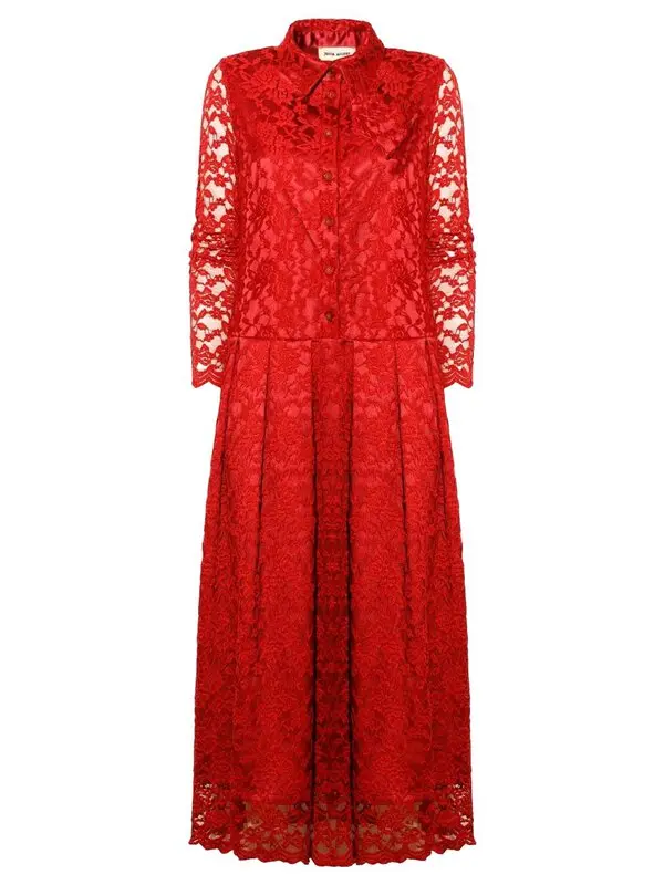 JULIA ALLERT Lace Midi Shirt Dress - Red
