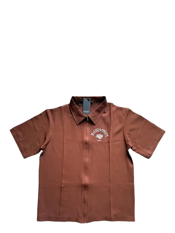 BURVAIN Elan Zip-up Performance Tee - Brown