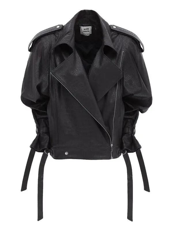 JULIA ALLERT Oversized Croc-effect Faux Leather Jacket - Black