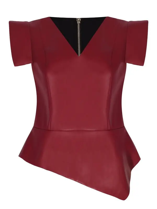 MIRIMALIST Fitted Bustier With Asymmetrical Hem - Red