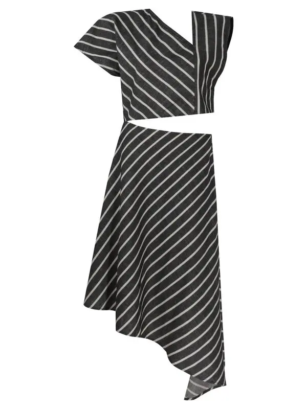 MIRIMALIST Balance Midi Dress Striped - Grey