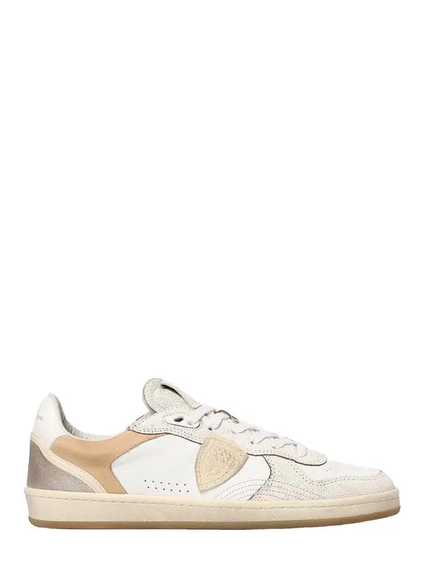 Philippe Model Pgal Bi Sneakers In Suede And Crackle Goat Leather - Beige