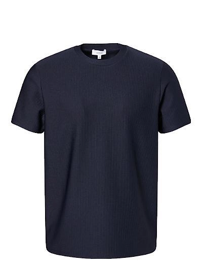 ARNE Pleated Crew-neck Woven T-shirt - Navy