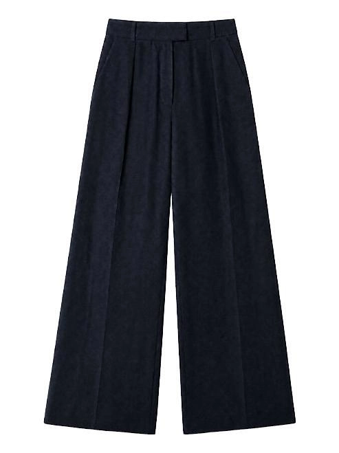 OMNES Pearl Wide-leg Linen-blend Trousers - Navy
