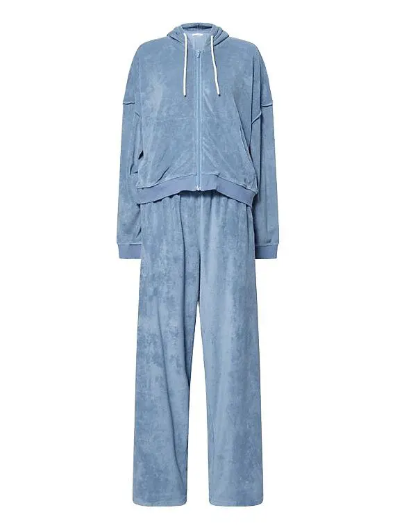 TREATS Zip-up Terry Towelling Cotton-blend Tracksuit Set - Denim