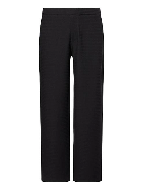 Emporio Armani Jacquard Relaxed-fit Woven Track Bottoms - Square Pattern Black