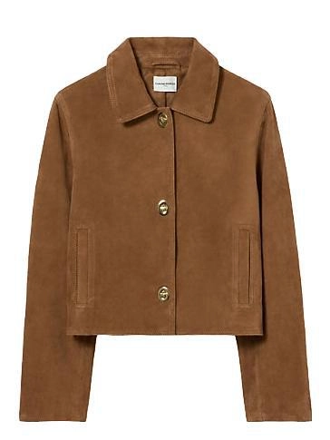 Claudie Pierlot Cropped Side-pocket Suede Jacket - Beige