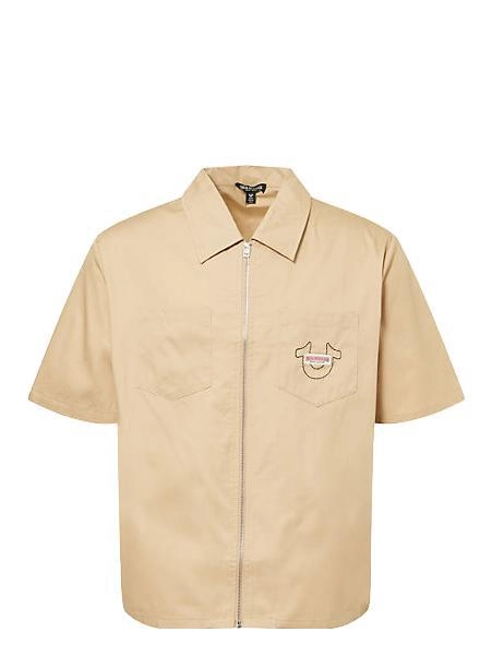 True Religion Buddha Logo-patch Cotton Shirt - Travertine