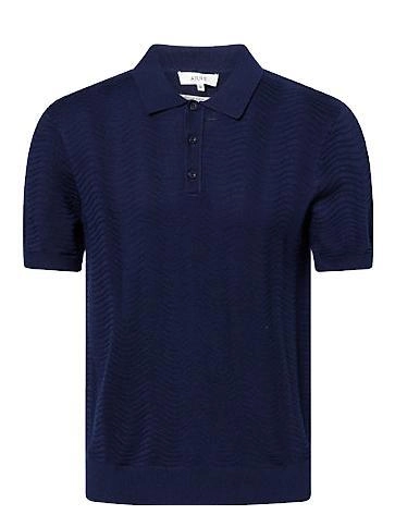 ARNE Arles Wave Textured Woven Polo Shirt - Navy