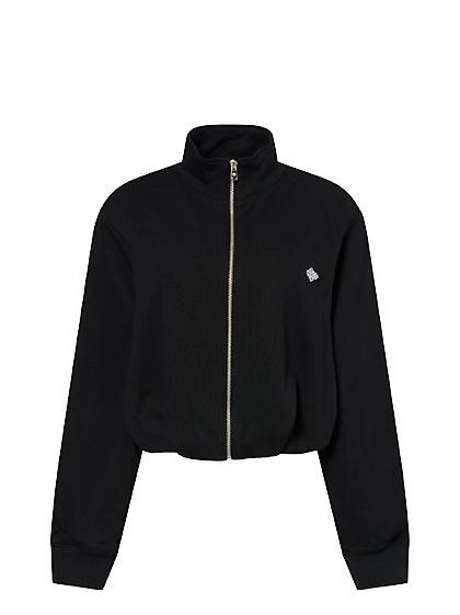 THE COUTURE CLUB Funnel-neck Balloon-hem Cotton Jacket - Black