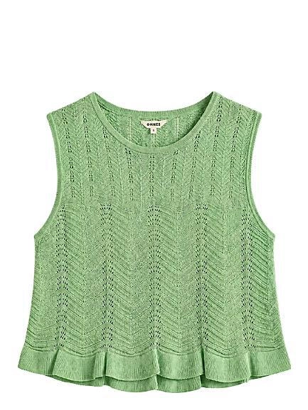 OMNES Jayde Open-knit Sleeveless Top - Green