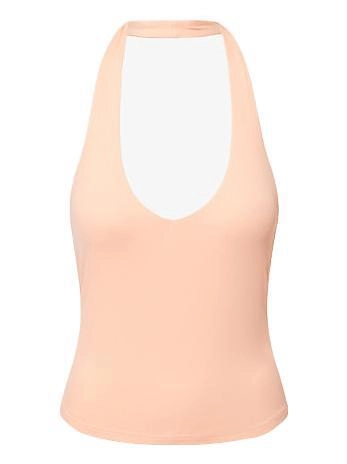 SISTERLY TRIBE Halterneck Logo Stretch-jersey Top - Peach