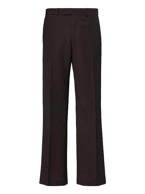WALES BONNER Alto Wool Tuxedo Trousers With Satin Trim - Brown