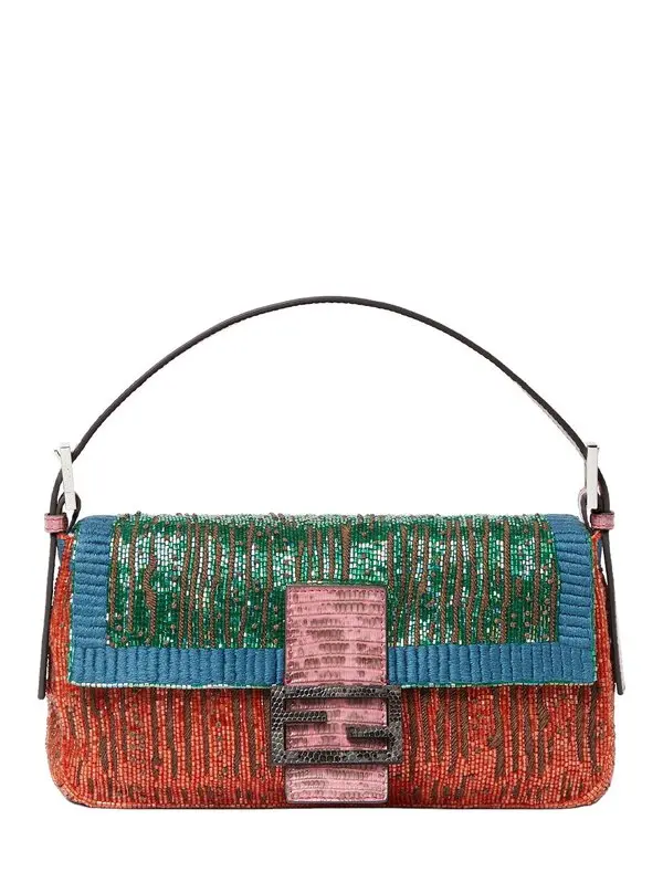 Fendi Baguette 26424 Hand-embroidered Beaded Bag - Multicolour