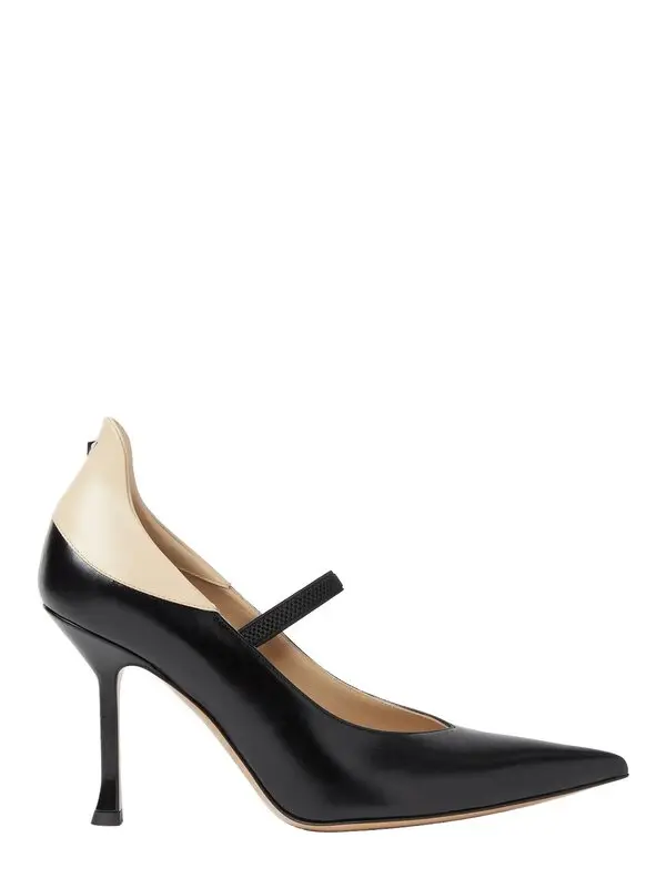 Fendi Nude Leather Court Shoes - Black