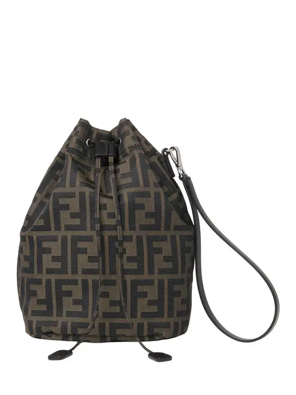 Fendi Ff Light Drawstring Pouch Medium - Brown