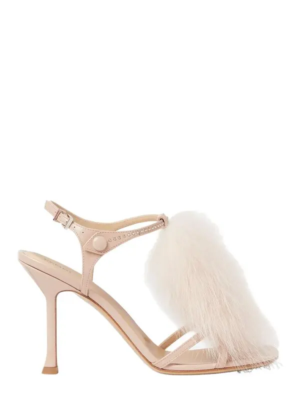 Fendi Noir Calf Leather Stiletto Sandals - Pink