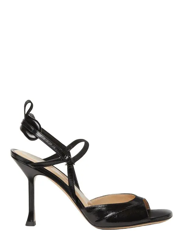 Fendi Colibrì Lite Sandals In Hagfish Leather With Chevron Motif - Black