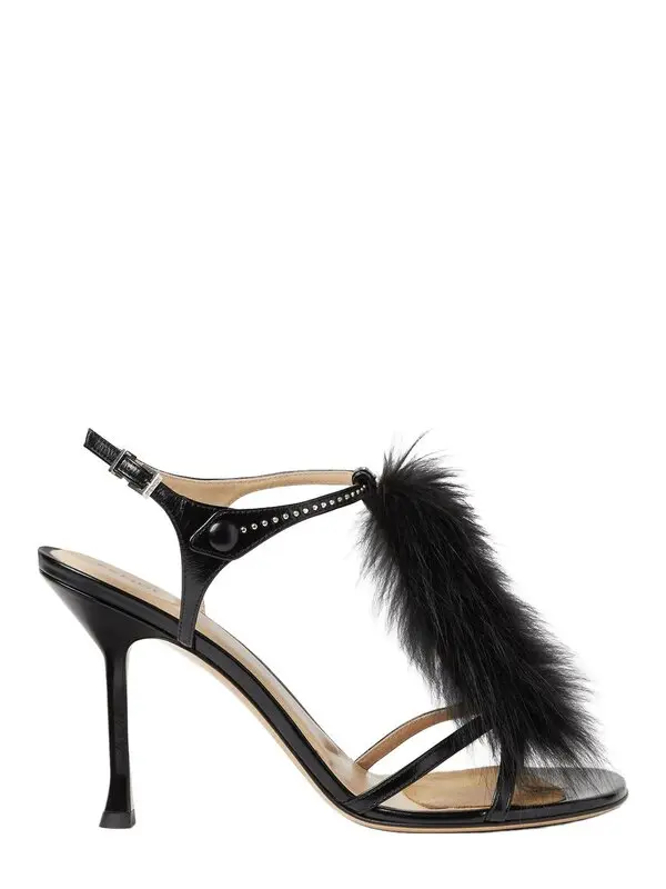 Fendi Noir Calf Leather Stiletto Sandals - Black
